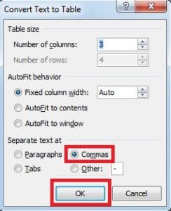 How to Convert Delimited Texts into Tables in Word