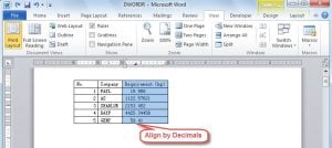 How to Line Up Numbers with Decimal Points in Your Word Tables