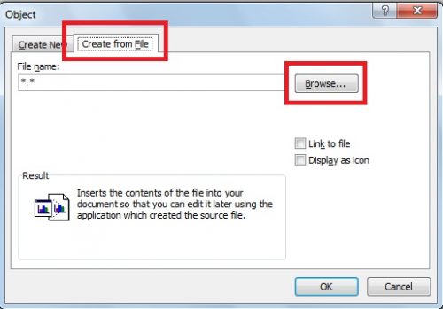 How to Select Custom Icon for the Inserted Object in Your Word Document