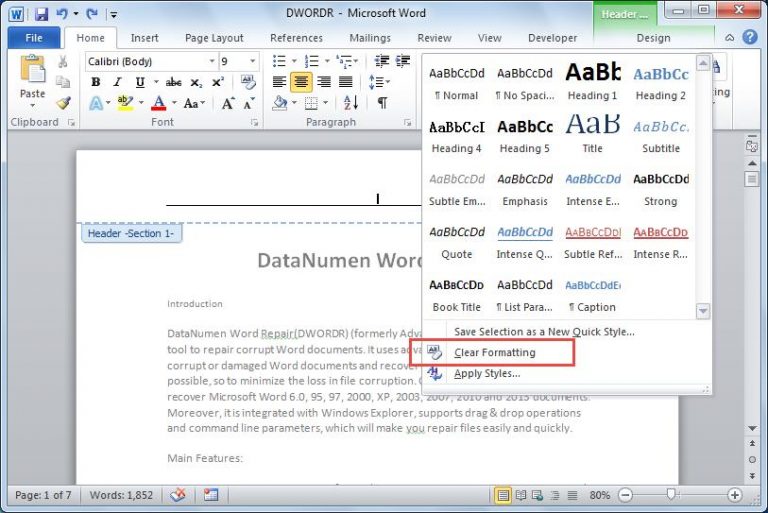 2 Ways To Remove The Horizontal Lines In The Header Or Footer Of Your