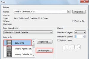 How to Print Outlook Calendar in a Specified Time Range