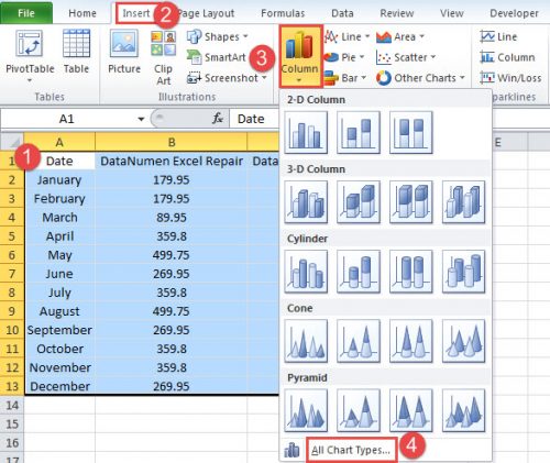 How to Create a 3-D Cylinder Chart in Your Excel Worksheet