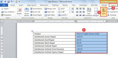 How To Quickly Sort Numerical Data In Your Word Document