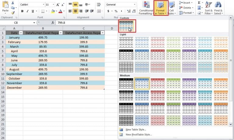 How to Create and Manage a Custom Table Style in Your Excel Worksheet