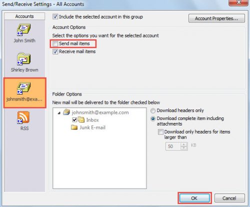 How to Configure a Receive-only or Send-only Email Account in Outlook