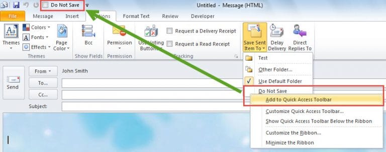 How to Let Outlook Ask Whether to Save a Copy When Sending Emails