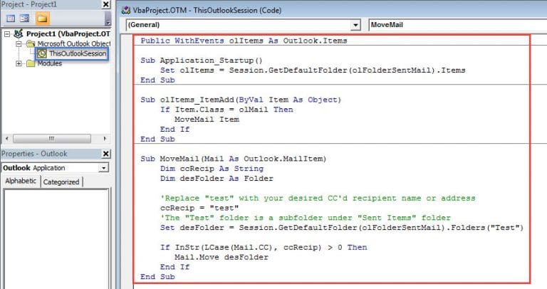 How to Auto Move the Emails with Specific CC Recipients in Outlook