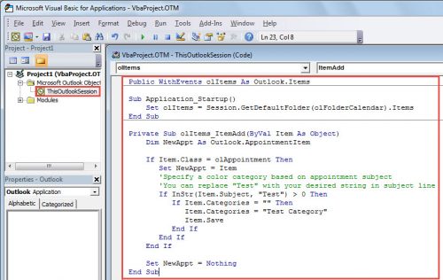 How to Auto Assign a Color Category to New Appointments via Outlook VBA How to Auto Assign a Color Category to New Appointments via Outlook VBA