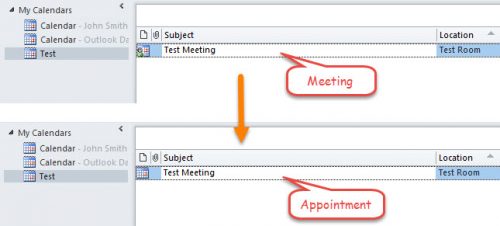How to Convert a Meeting into an Appointment with Outlook VBA
