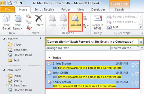 2 Tips to Batch Forward All the Emails in a Conversation in Outlook