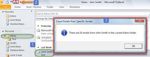 How to Quickly Get the Total Count of the Emails from a Specific Sender in Outlook