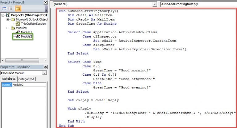 How to Auto Add Greetings to Reply Messages with Outlook VBA