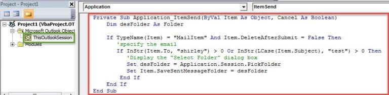 How to Auto Save Specific Sent Emails to a Specific Folder with Outlook VBA