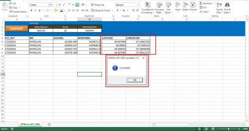 Convert UTM Coordinates to Latitude & Longitude values via Excel VBA