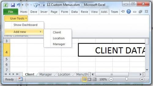 How to Create Customized Menus in Your Excel Worksheet via VBA