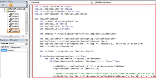 How to Unrar .RAR Attachments Directly in Outlook via VBA