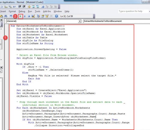 How To Convert Excel Worksheet To Native Word Table Via Vba 