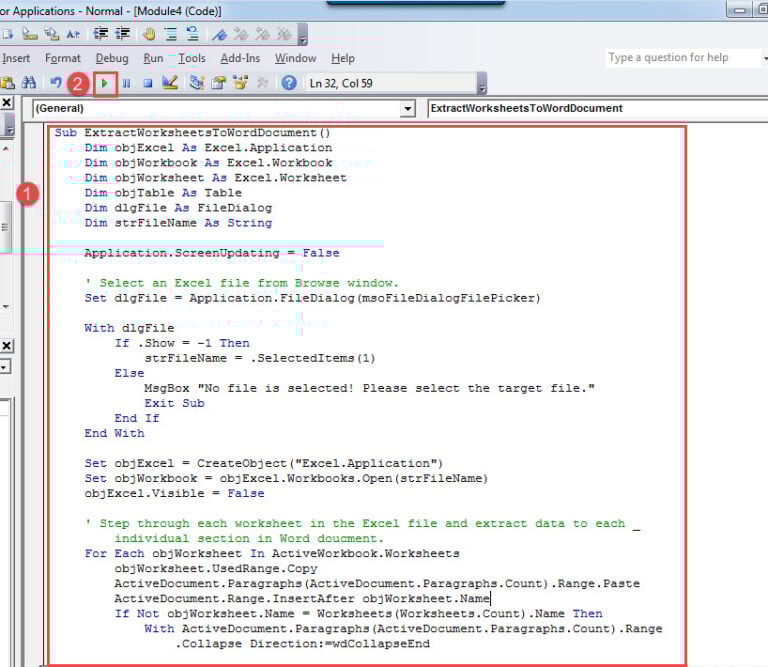 How To Convert Excel Worksheet To Native Word Table Via Vba