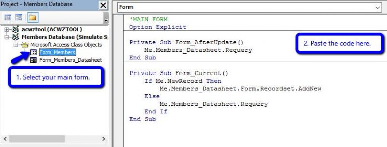 How To Create Your Own Split Form In Access Using Vba