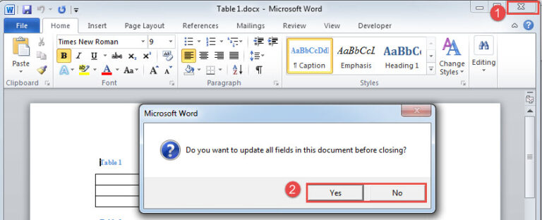 How to Auto Update All Fields before Closing Your Word Document