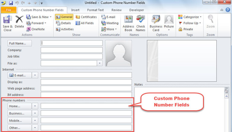How to Quickly Customize the Default Phone Number Fields for Outlook ...