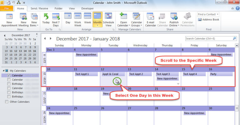 How to Quickly Print the Specific Days of a Weekly Calendar in Your Outlook