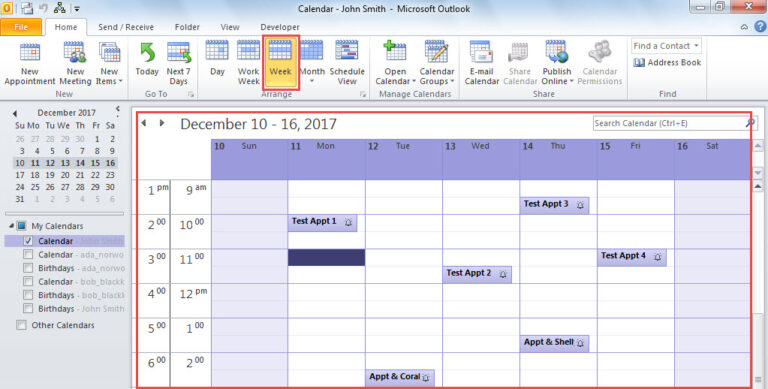 How to Quickly Print the Specific Days of a Weekly Calendar in Your Outlook