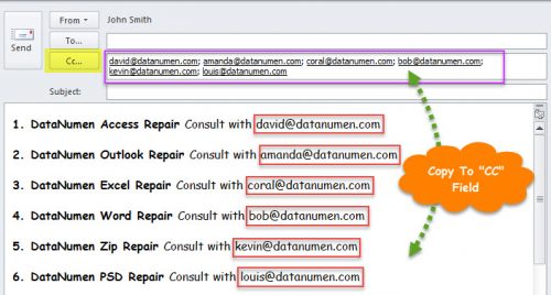 How to Quickly Copy All Email Addresses Occurring in Body to "CC" Field When Composing an ...