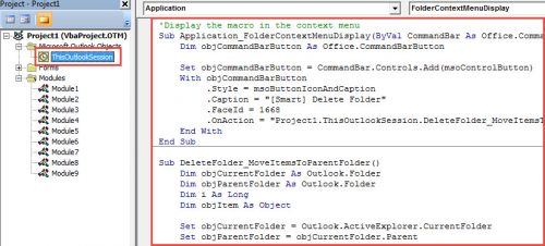 How to Auto Move Items in a Folder to Its Parent Folder before Deleting It in Outlook
