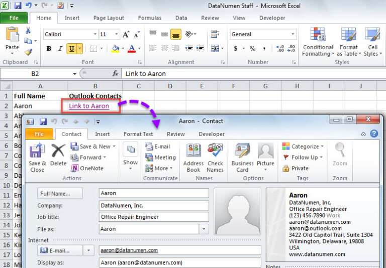 2 Easy Methods to Link the Names in Excel to Corresponding Outlook Contacts