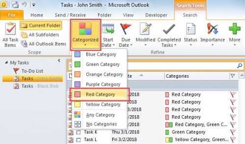 2 Ways to Print the Lists of Outlook Tasks with Different Categories in ...