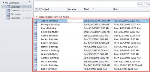 How to Batch Import Birthdays from Excel Worksheet to Outlook Calendar How to Batch Import Birthdays from Excel Worksheet to Outlook Calendar