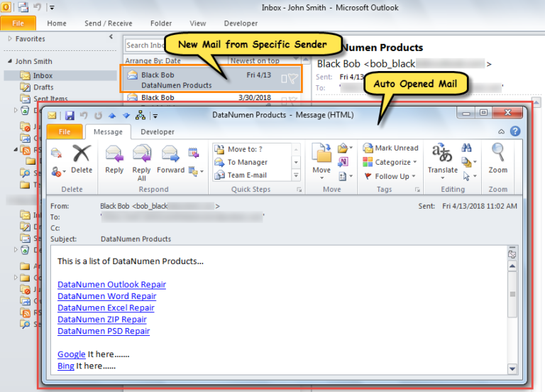 How to Auto Open All Incoming Emails from Specific Persons in Outlook