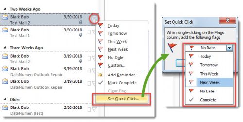How to Set Different Quick Click Flags for Different Kinds of Outlook Items