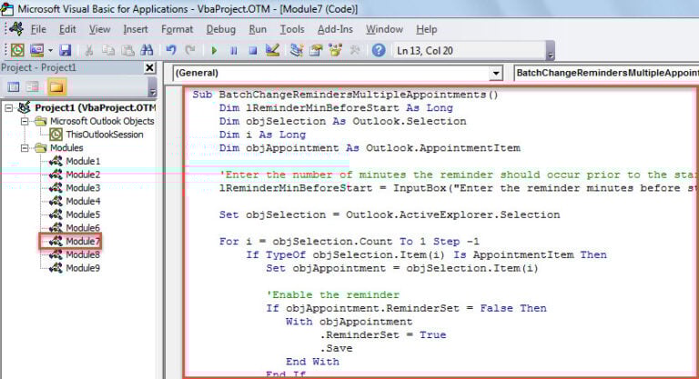 Batch Change the Reminder Time of Multiple Appointments with VBA