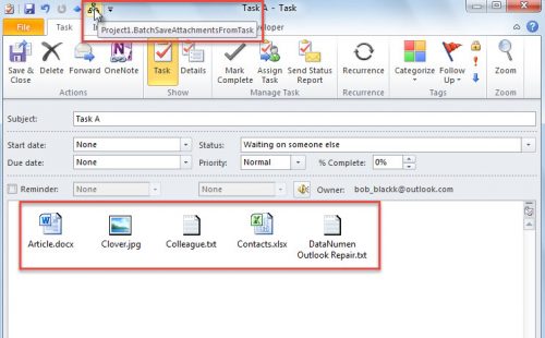 How to Batch Save All Attachments in an Outlook Task to a Windows Folder