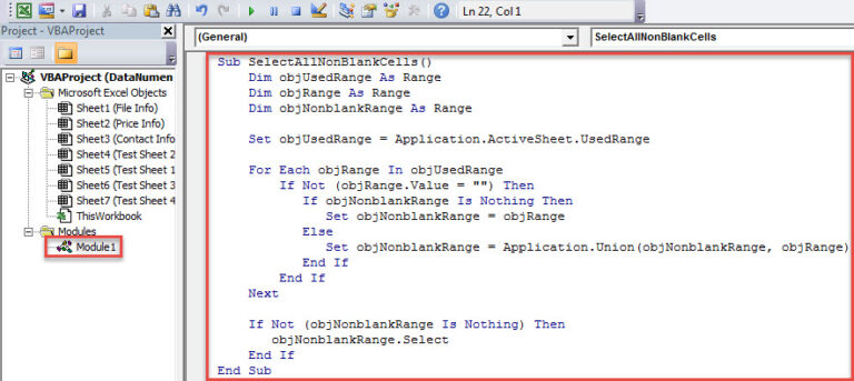 2 Simple Methods to Select All Non-blank Cells in an Excel Worksheet