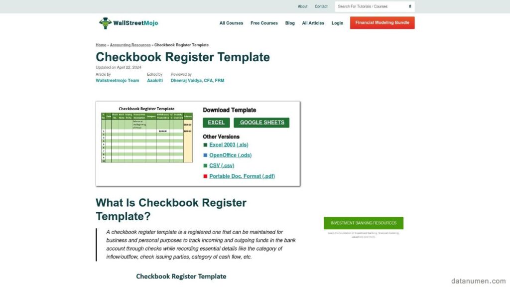 11 Best Excel Checkbook Register Template Sites (2024) [FREE]