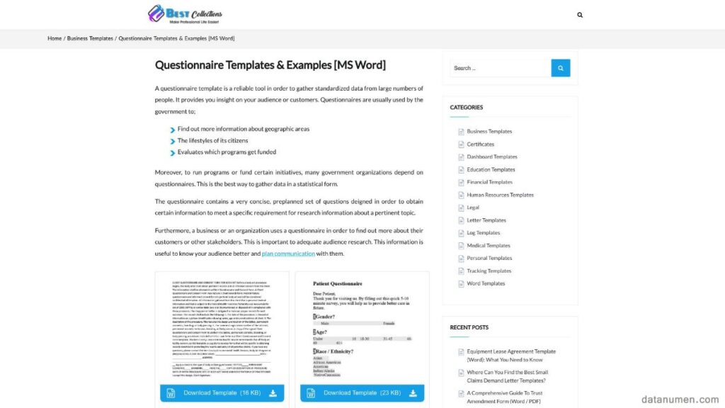 11 Best Word Questionnaire Template Sites (2024) [FREE]