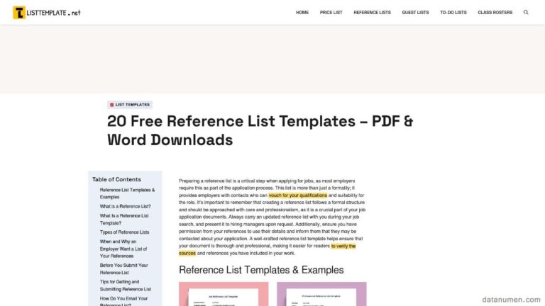 11 Best Word References Template Sites (2024) [FREE]