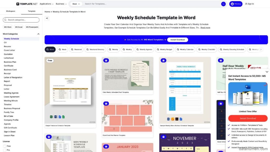 11 najboljših Wordovih spletnih mest s predlogami za tedenski urnik ...