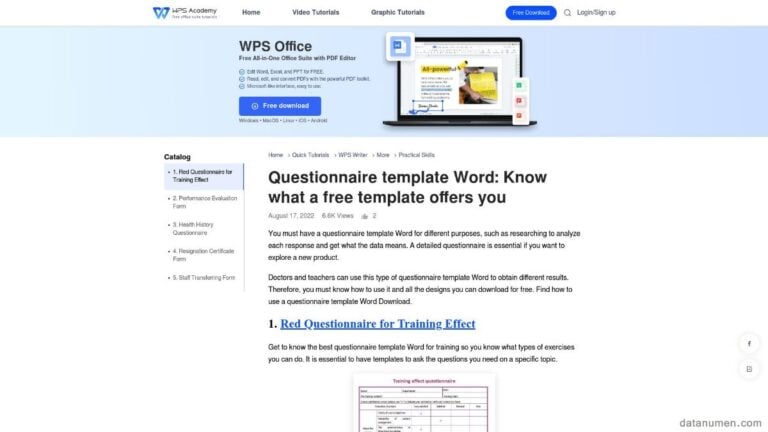 11 Best Word Questionnaire Template Sites (2024) [FREE]