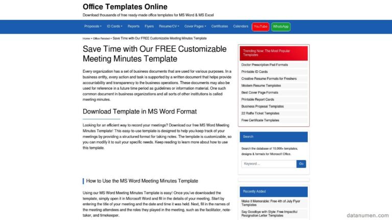 11 migliori siti di modelli di verbali di riunione in Word (2024 ...