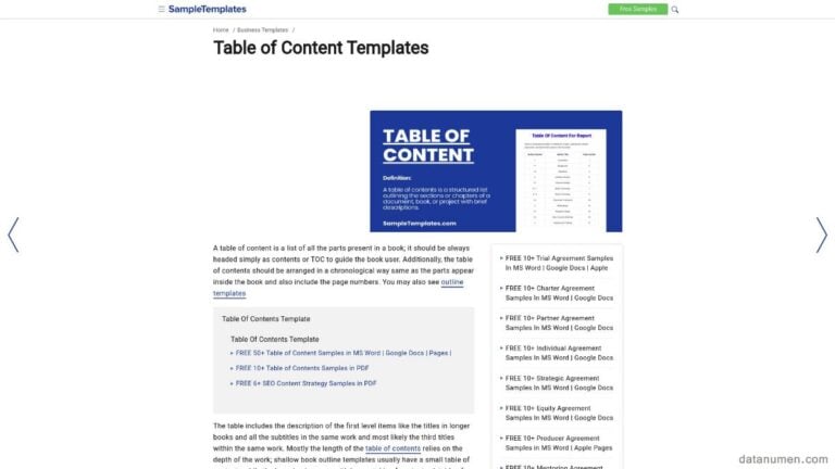 11 Best Word Table of Contents Template Sites (2024) [FREE]