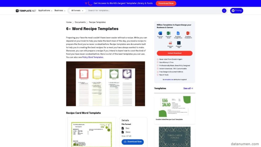 11 meilleurs sites de modèles de recettes Word (2024) [GRATUIT]