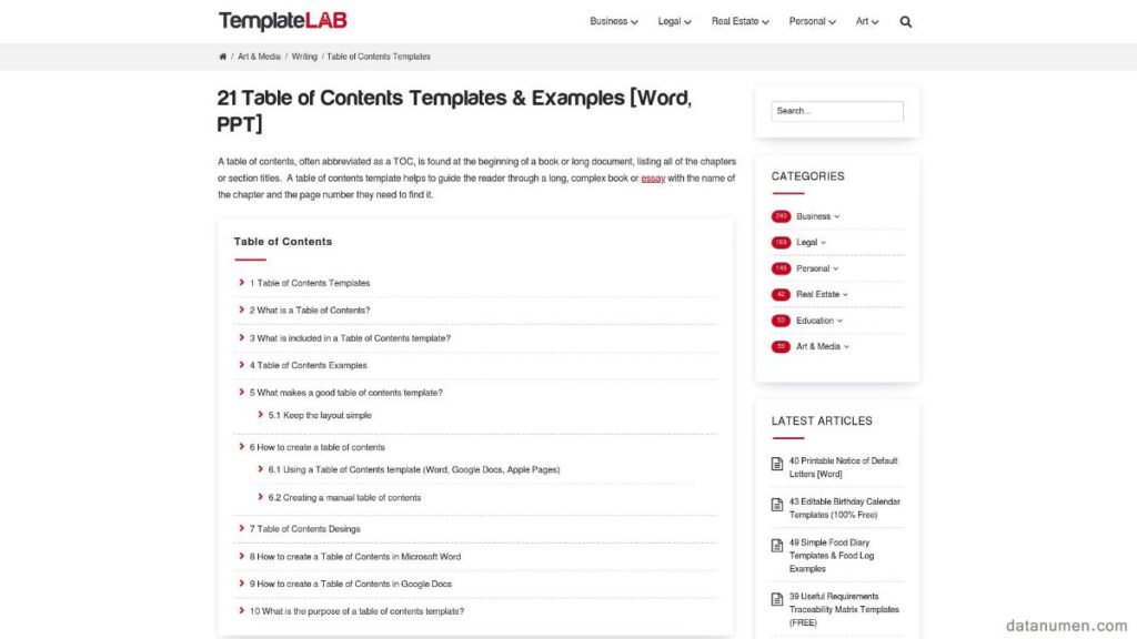 11 Situs Templat Daftar Isi Kata Terbaik (2024) [GRATIS]