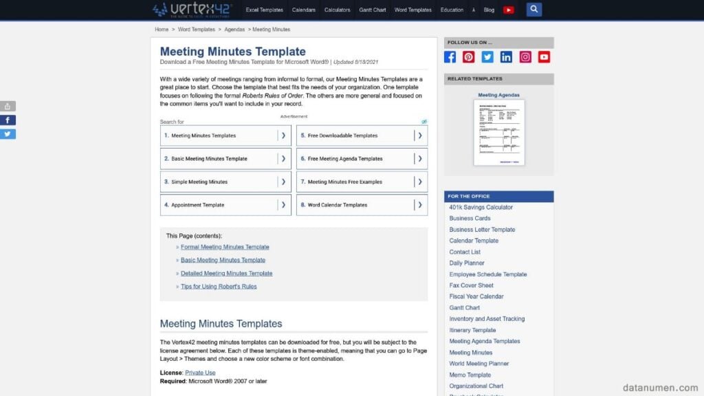 11 migliori siti di modelli di verbali di riunione in Word (2024 ...