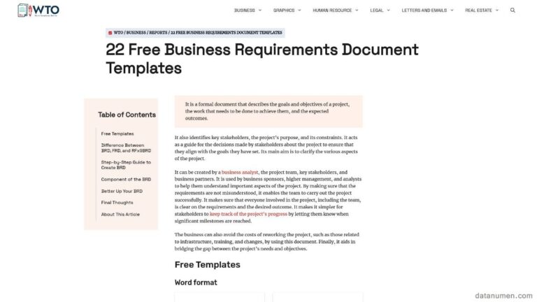 11 Best Word Business Requirements Document Template Sites