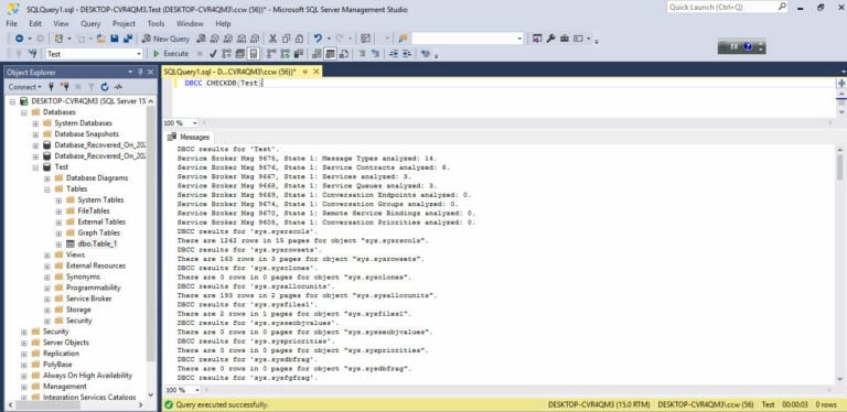 DBCC CHECKDB: MS SQL Server Panduan Kesihatan Pangkalan Data